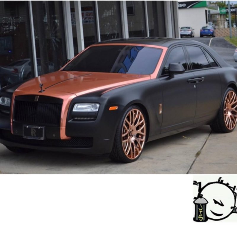 Rolls Royce wrapped in Avery SW Satin Black and Arlon 2600CX Copper ...