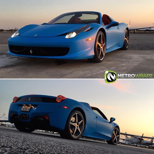 Ferrari wrapped in Matte Riviera Blue vinyl - Vinyl Wrap - 3M - Cars ...
