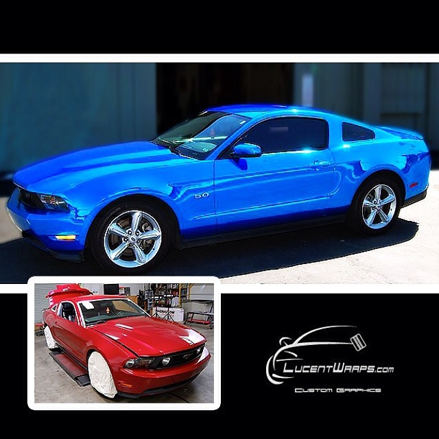 Ford Mustang wrapped in Avery SW Blue Chrome - Vinyl Wrap - 3M - Cars ...