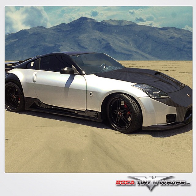 Nissan wrapped in 1080 Gloss White Aluminum vinyl and a custom carbon ...