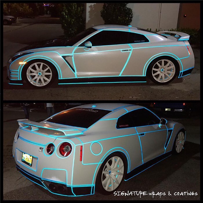 Nissan GTR wrapped in Avery SW Metallic Diamond White vinyl with 3M 680 ...