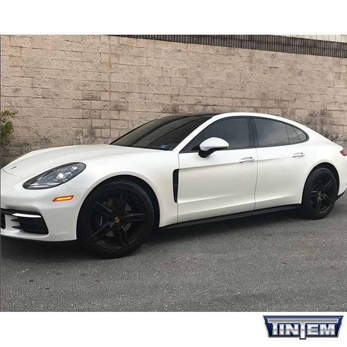 Porsche Panamera wrapped in Avery SW Satin Pearl White vinyl - Vinyl ...