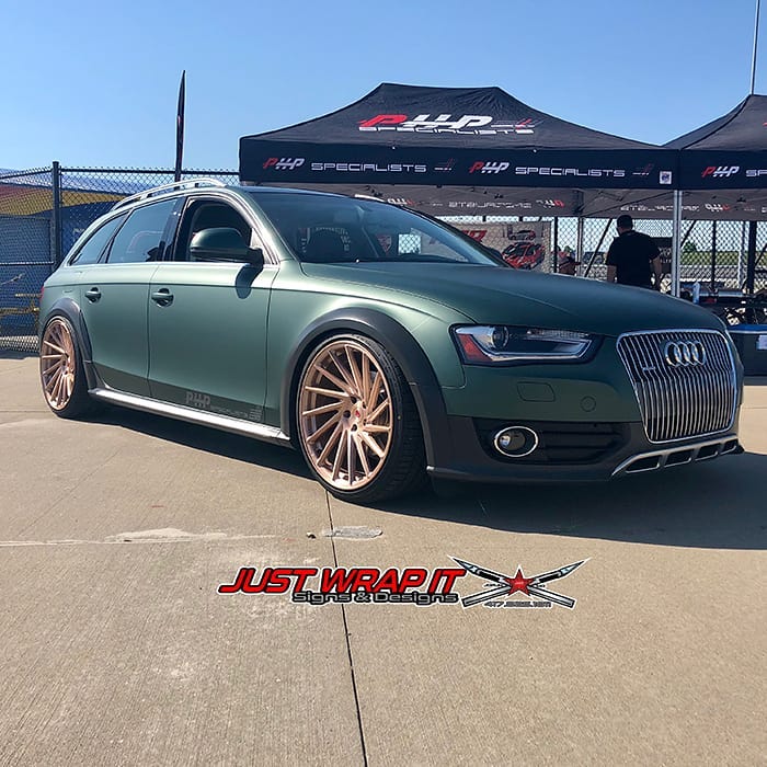 Audi Allroad wrapped in 3M 1080 Matte Pine Green Metallic vinyl - Vinyl ...