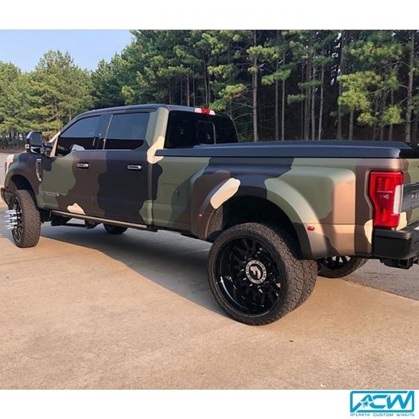 Ford F350 wrapped in M Matte Deep Black, Matte Military Green, Matte ...