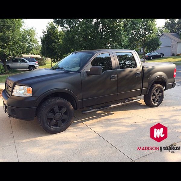 Ford F150 wrapped in orafol_americas 970RA Matte Black vinyl - Vinyl ...